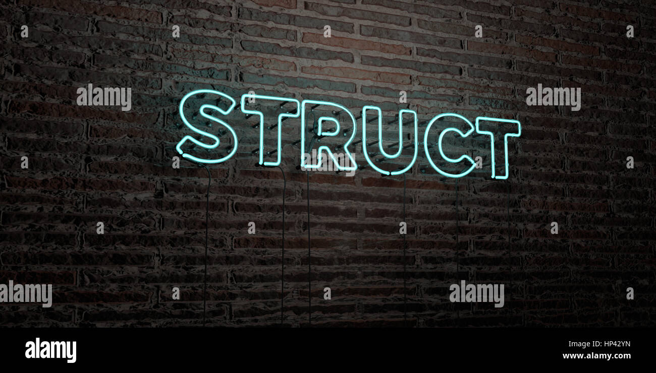 STRUCT -Realistic Neon Sign on Brick Wall background - 3D rendered royalty free stock image. Can ...