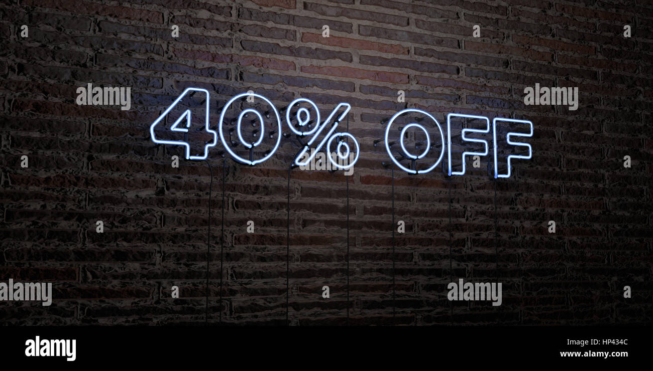 40% OFF -Realistic Neon Sign on Brick Wall background - 3D rendered ...