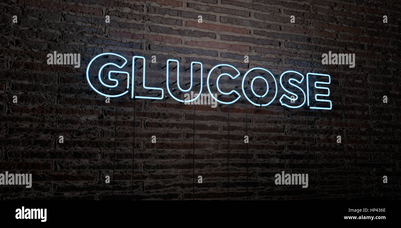 GLUCOSE -Realistic Neon Sign on Brick Wall background - 3D rendered ...
