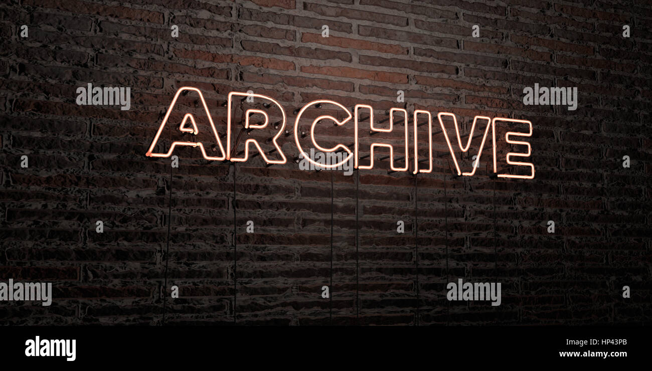 ARCHIVE -Realistic Neon Sign on Brick Wall background - 3D rendered ...