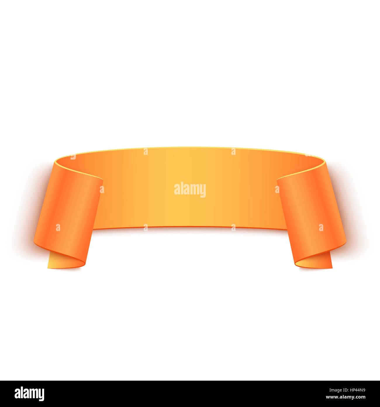 Vector 3d Orange Curved Paper Banner Isolated on White Background. Easy ...