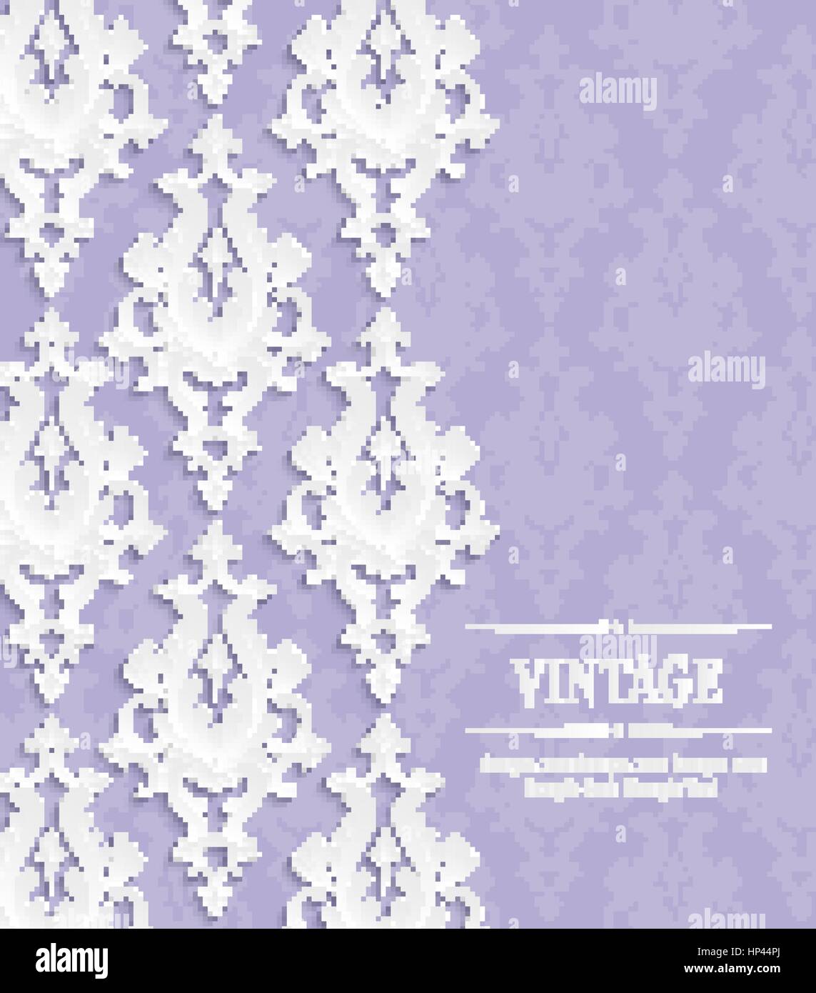 Vector Violet Vintage Background with Floral Damask Pattern for Wedding ...