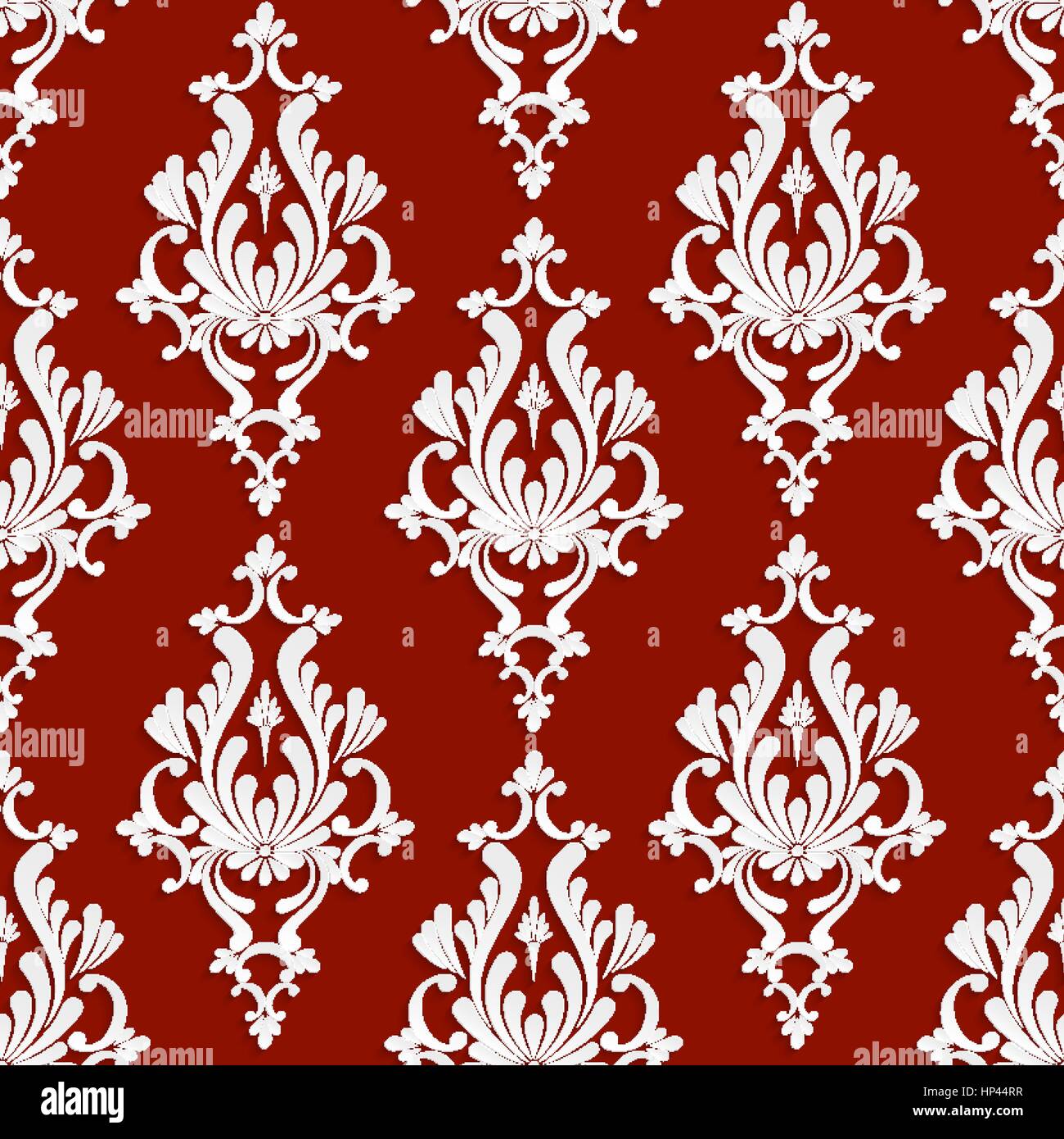 Red And White Damask Pattern