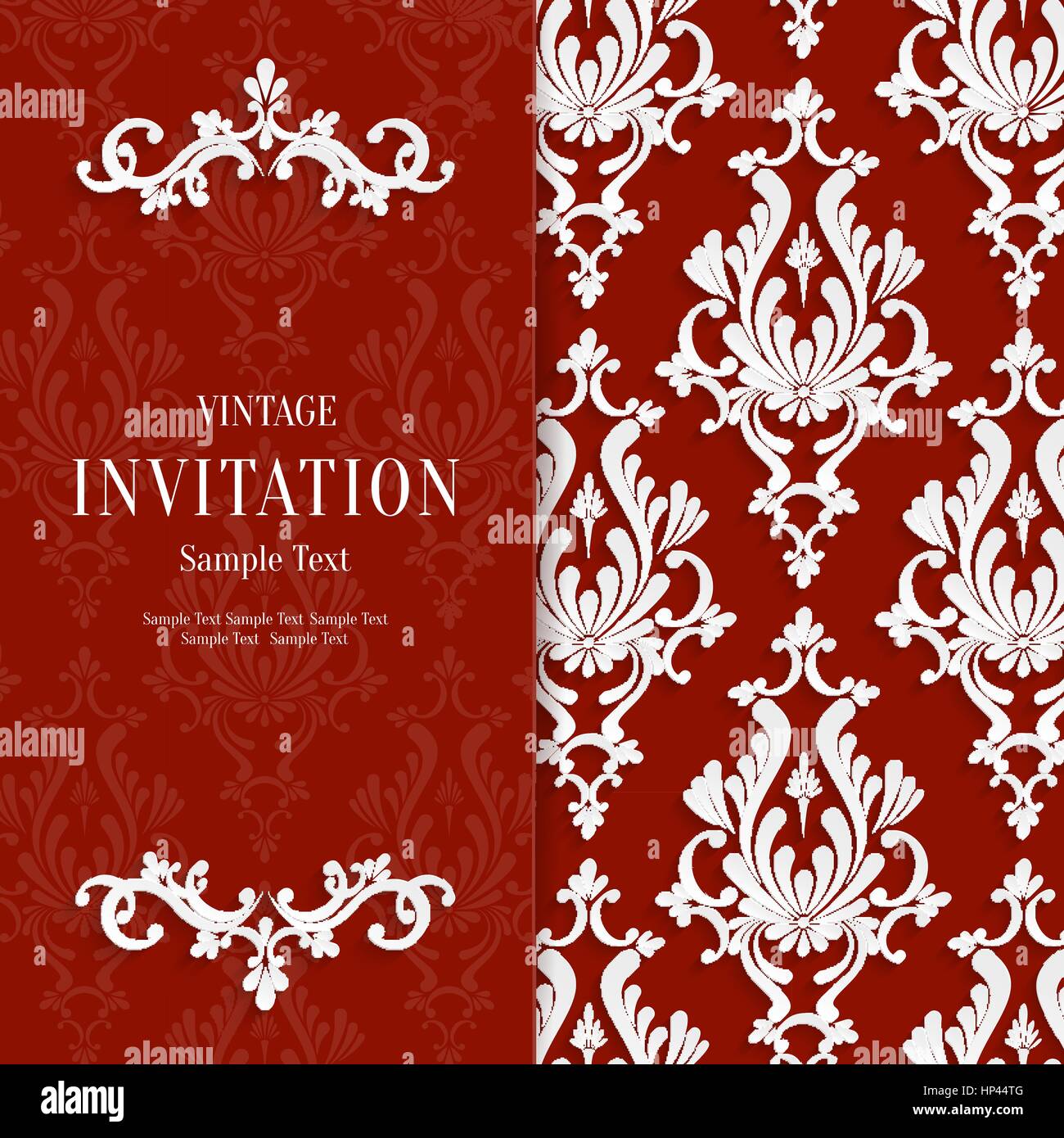 Vector Red Floral 3d Christmas and Invitation Background Template Stock ...