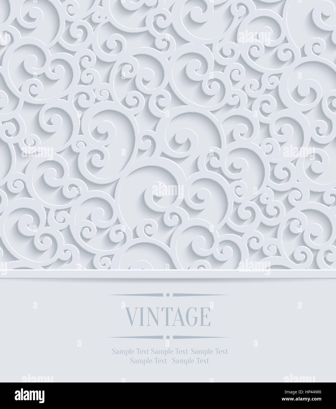 3d Floral Wedding or Invitation Card with Curl Pattern. Vector Swirl ...