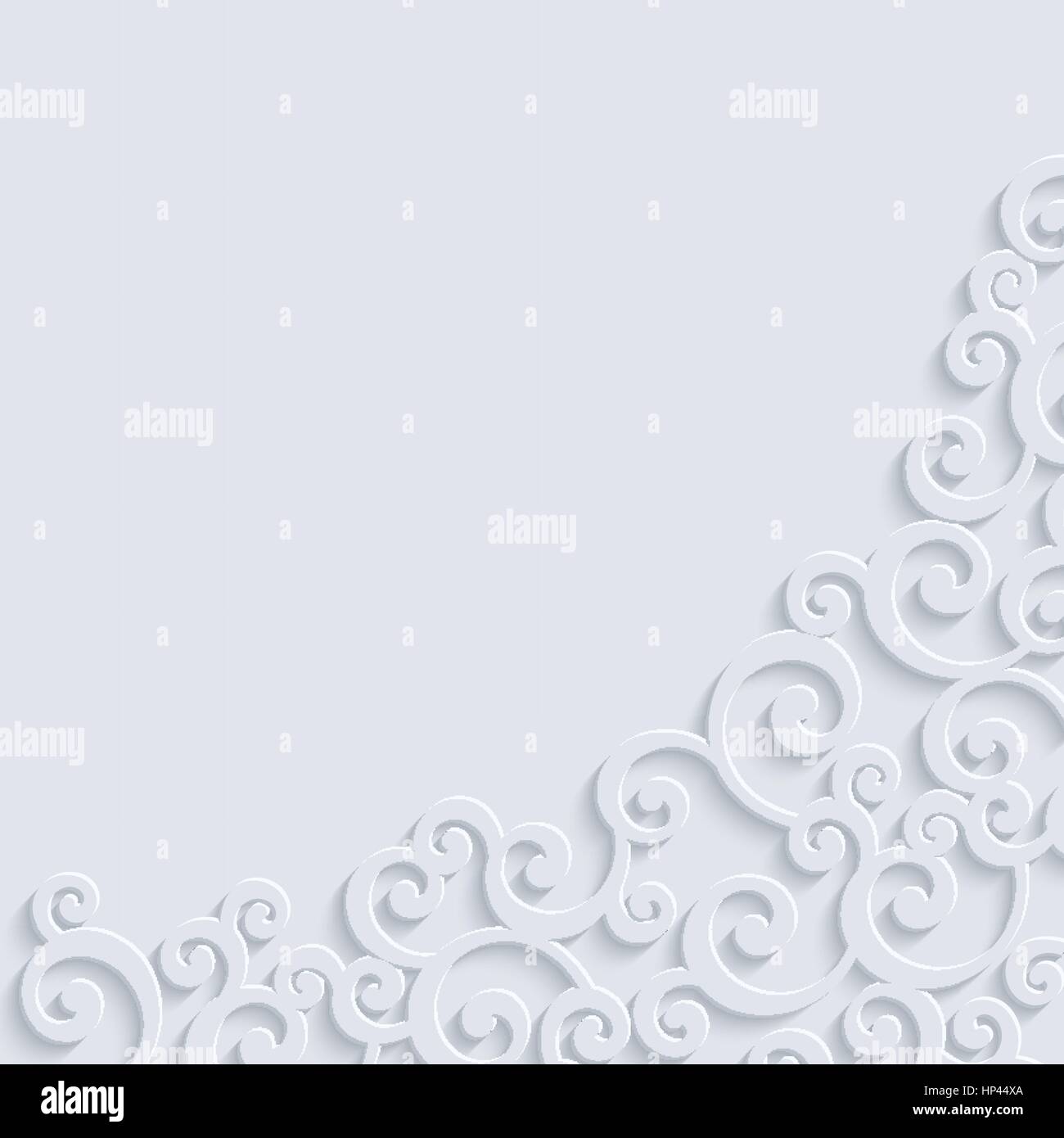 White 3d Floral Swirl Background with Curl Pattern. Abstract Vector ...