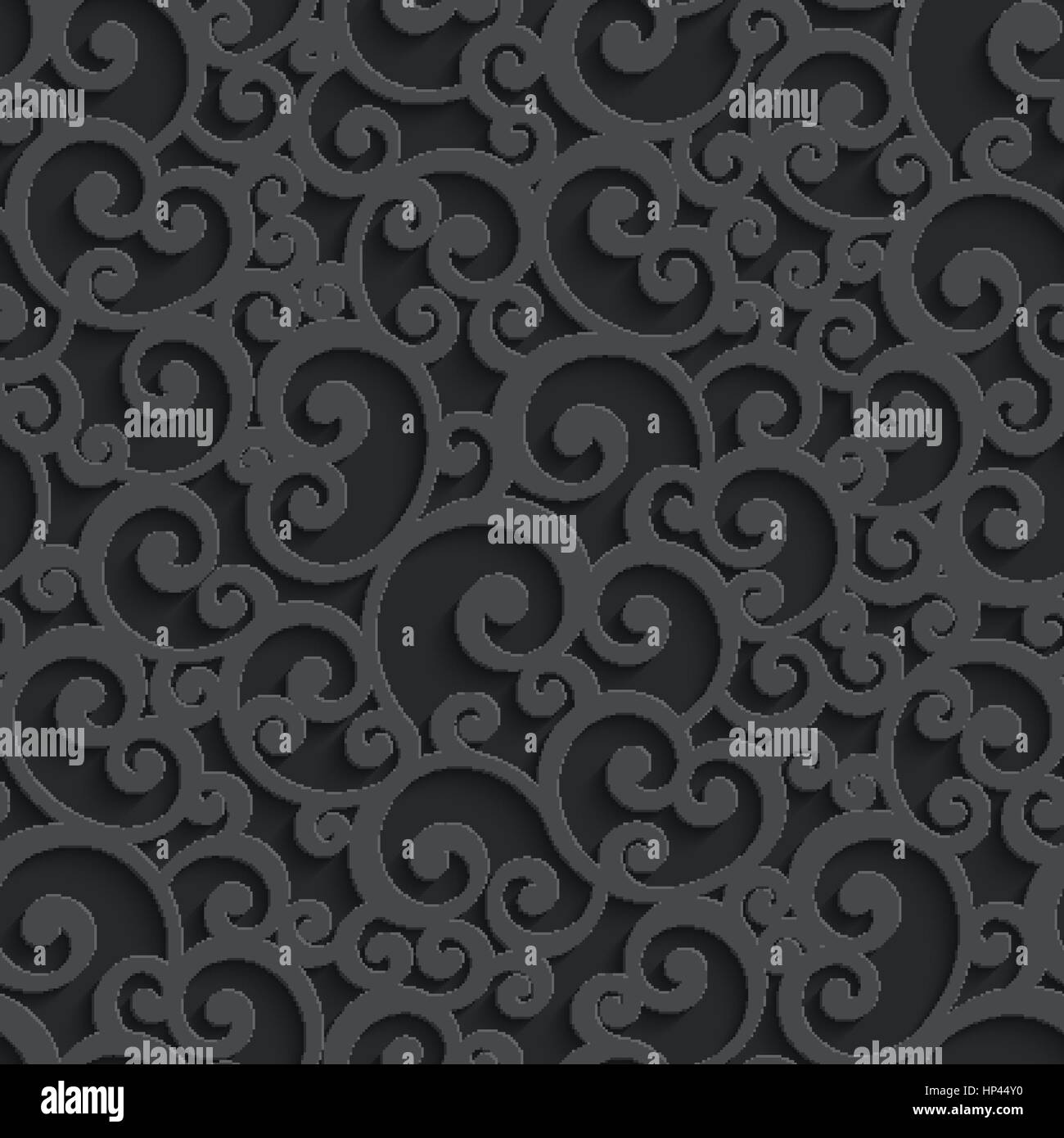 Vector Black 3d Swirl Seamless Pattern with Shadow. Template Decorative ...