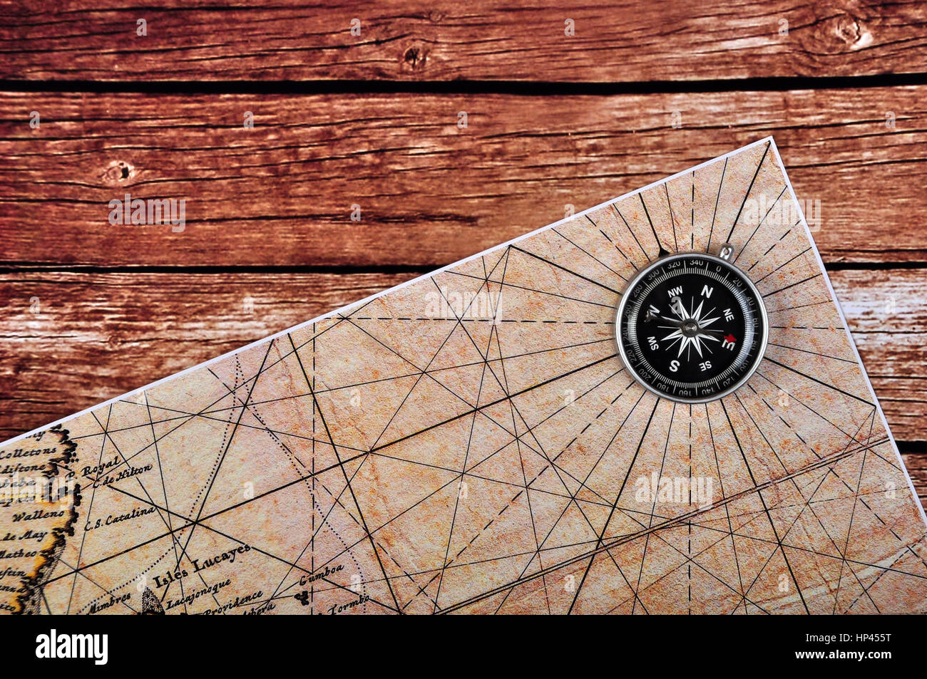 Compass on maps Stock Photo - Alamy