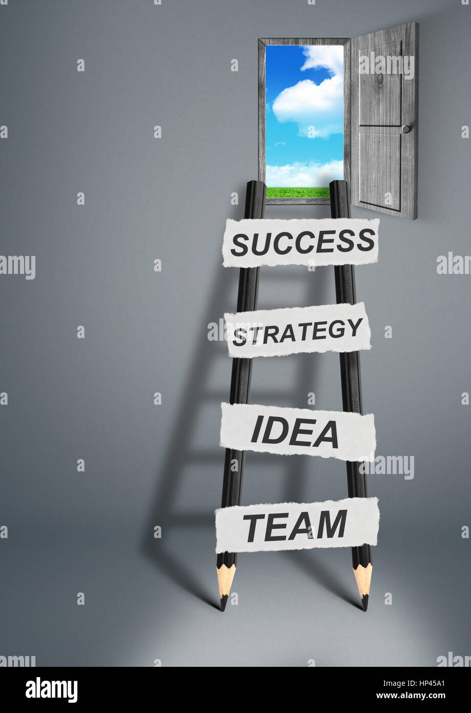 way to success creative concept, pencil Ladder Stock Photo - Alamy