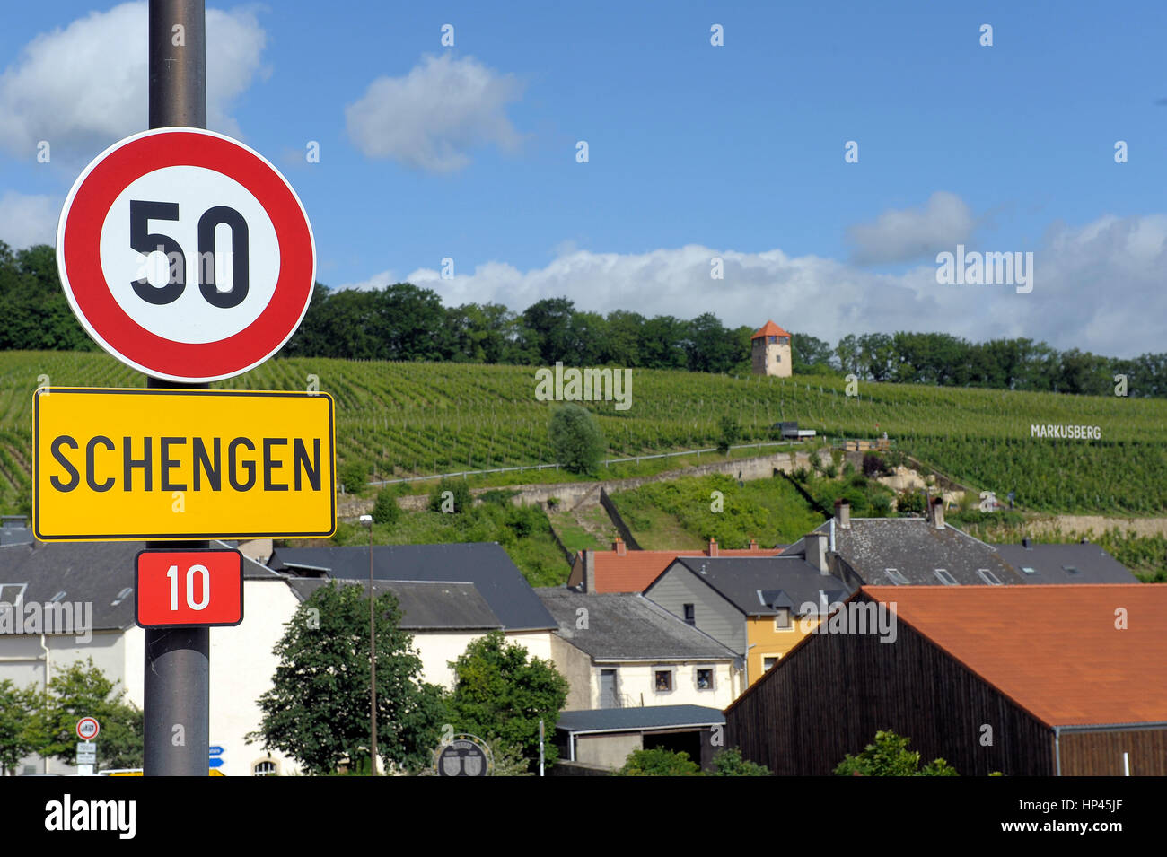 View of the Schengen village, Schengen is a french-german bordier ...