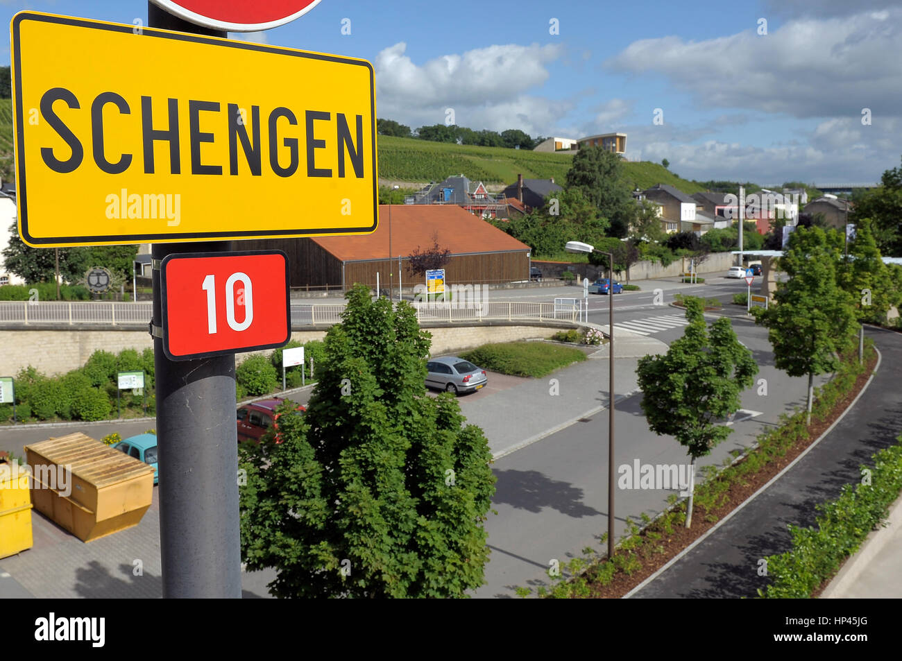 View of the Schengen village, Schengen is a french-german bordier ...