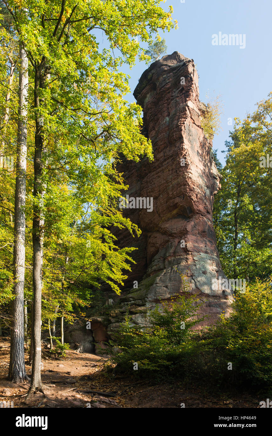 Sandstone rock and trees in fall Stock Photo - Alamy