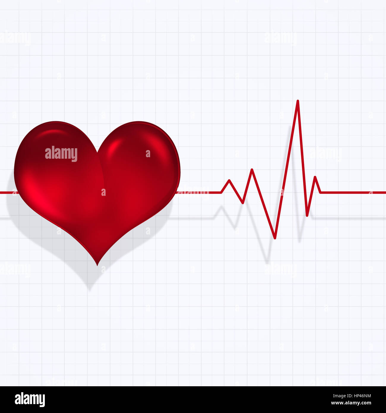 red big heart with pulse graph abstract illustration Stock Photo - Alamy