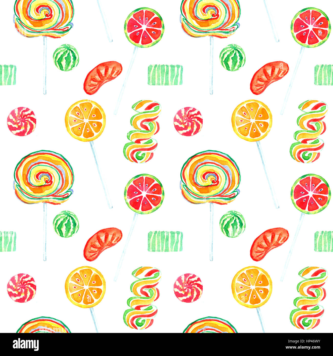 Fruity lollipops sweet bright colors candies, seamless pattern hand ...