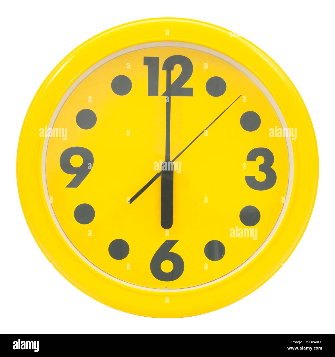 yellow wall clock isolated on white background, file includes a ...