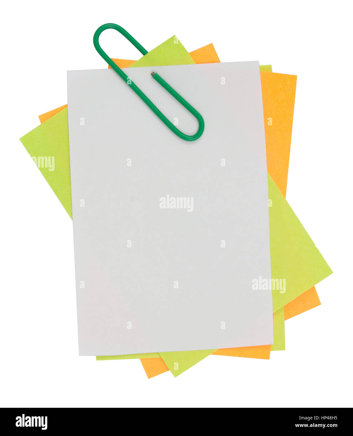 Multi color note with Green paper clip isolated clipping path Stock ...