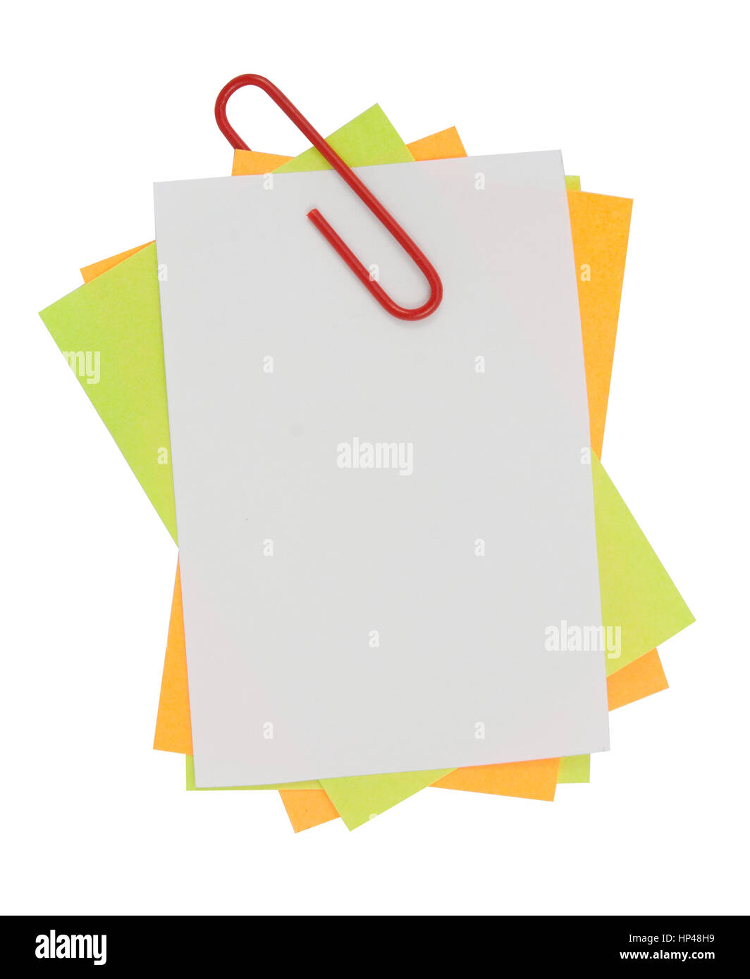 Multi color note with red paper clip isolated clipping path Stock Photo ...