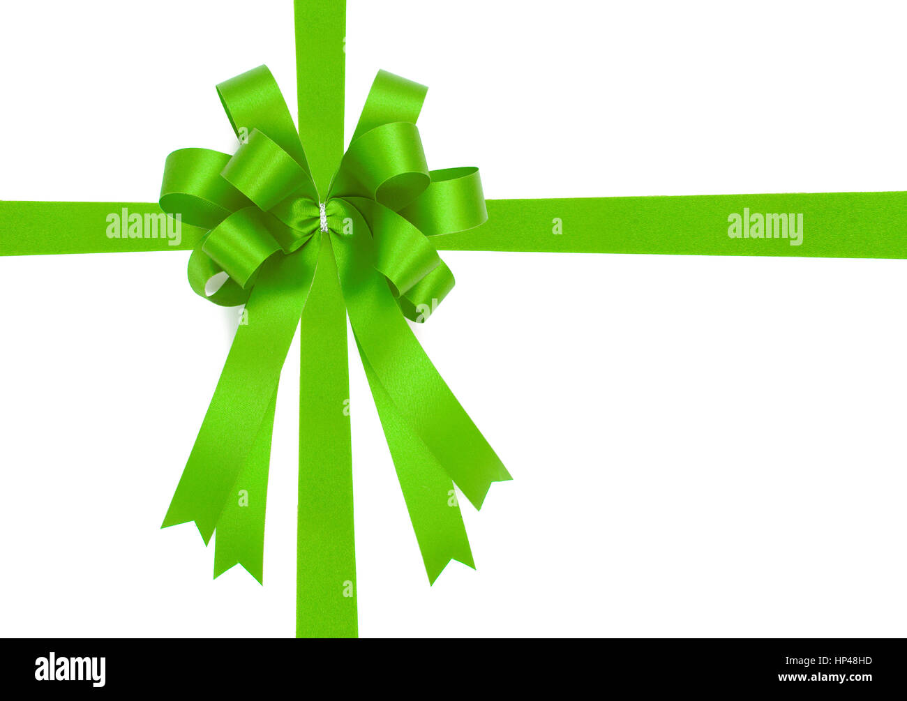Beautiful Green bow from satin ribbon on white background Stock Photo ...
