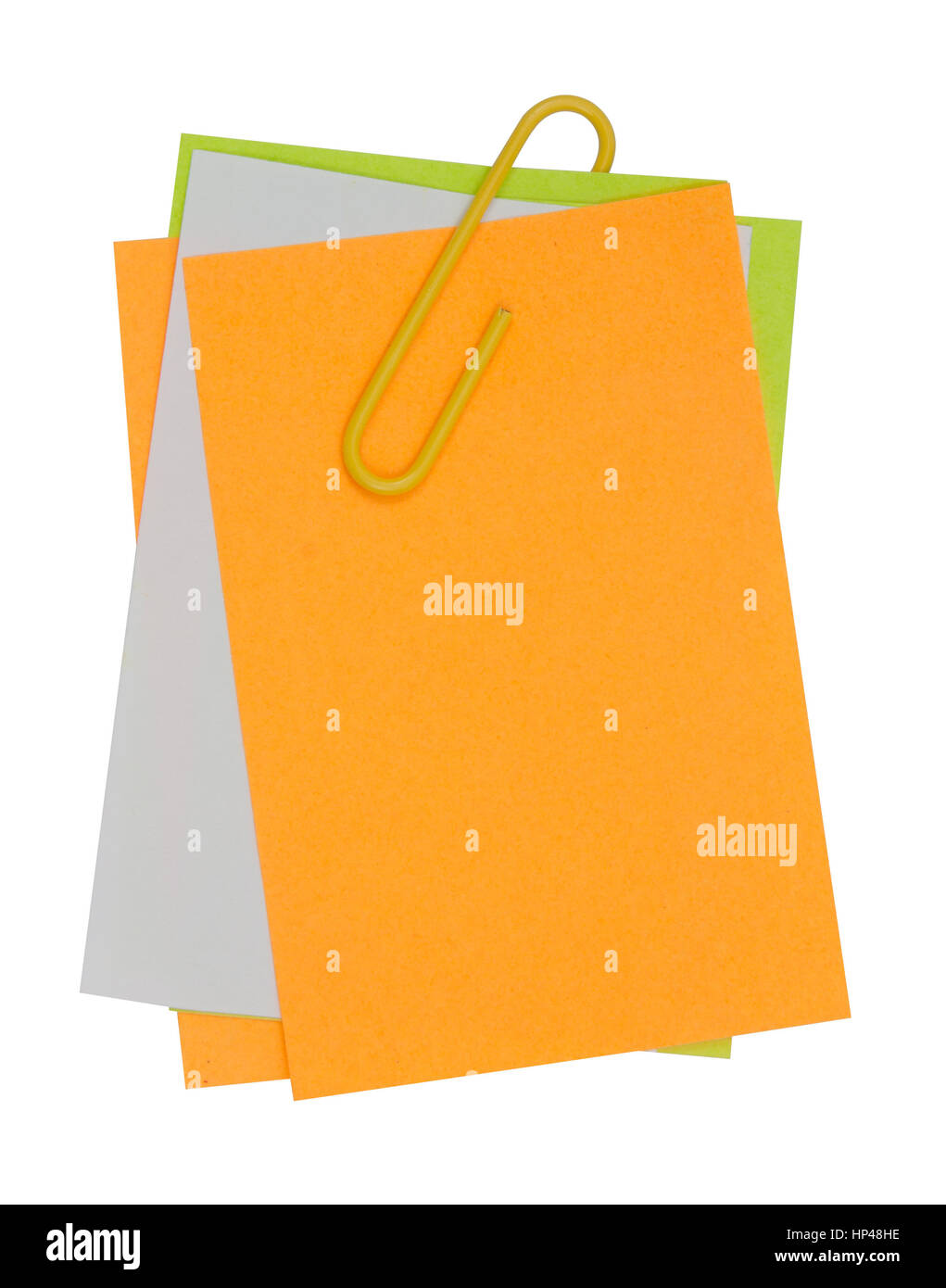 Multi color note with yellow paper clip isolated clipping path Stock ...