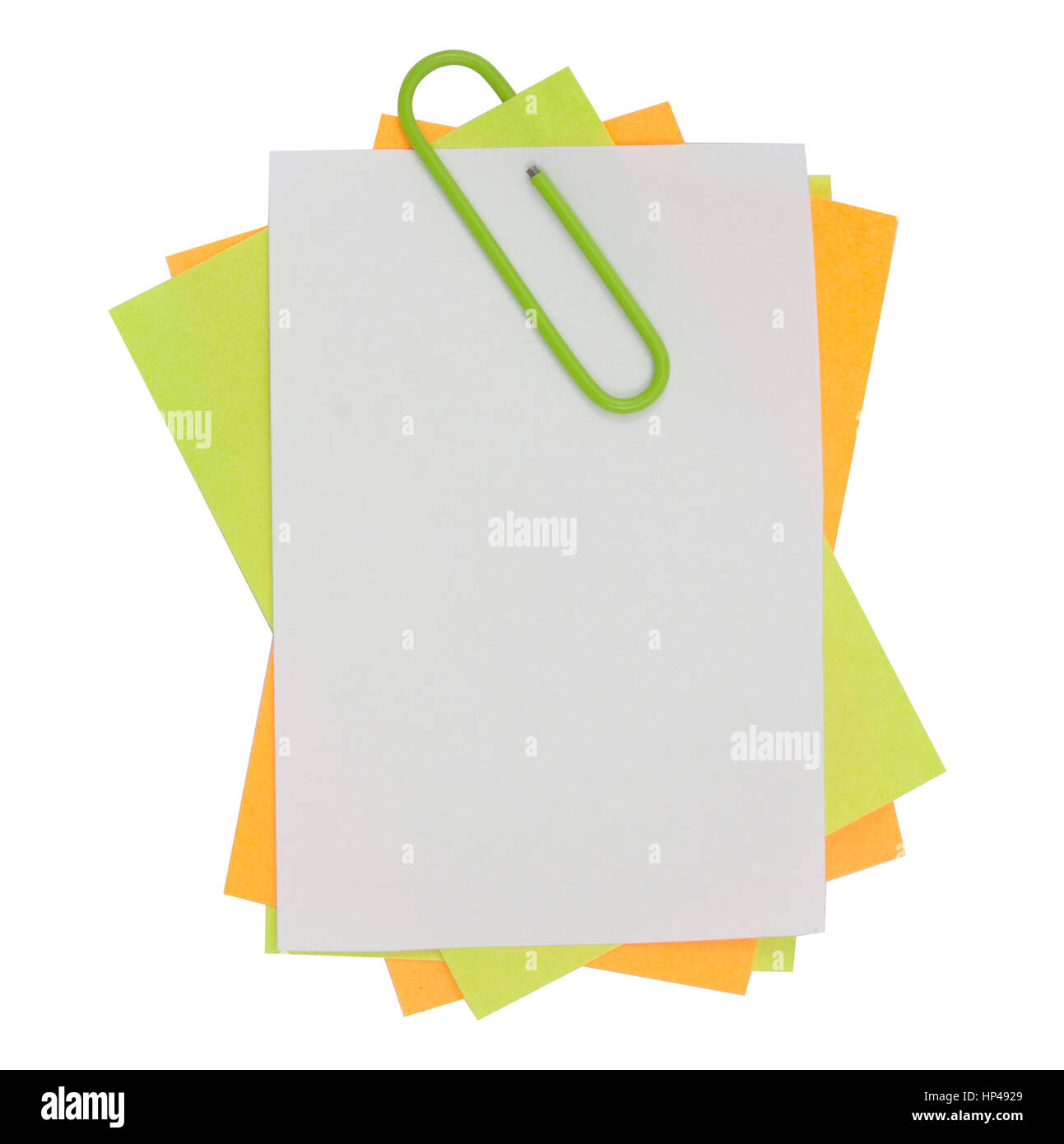 Multi color note with Green paper clip isolated clipping path Stock ...