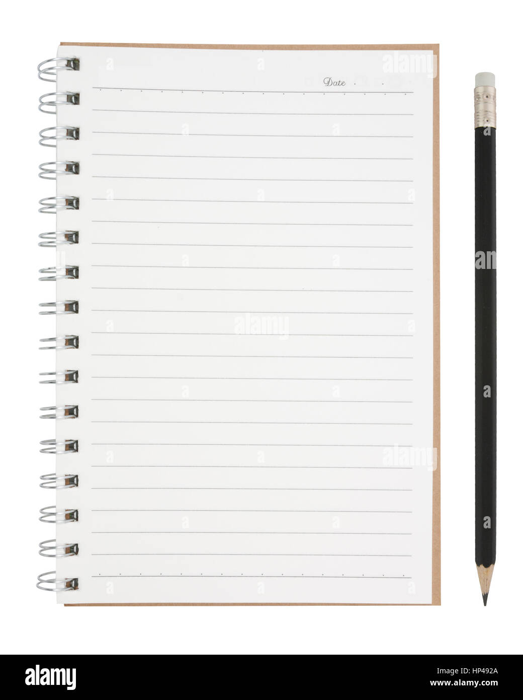 open blank page notebook and pencil isolated on white background Stock ...