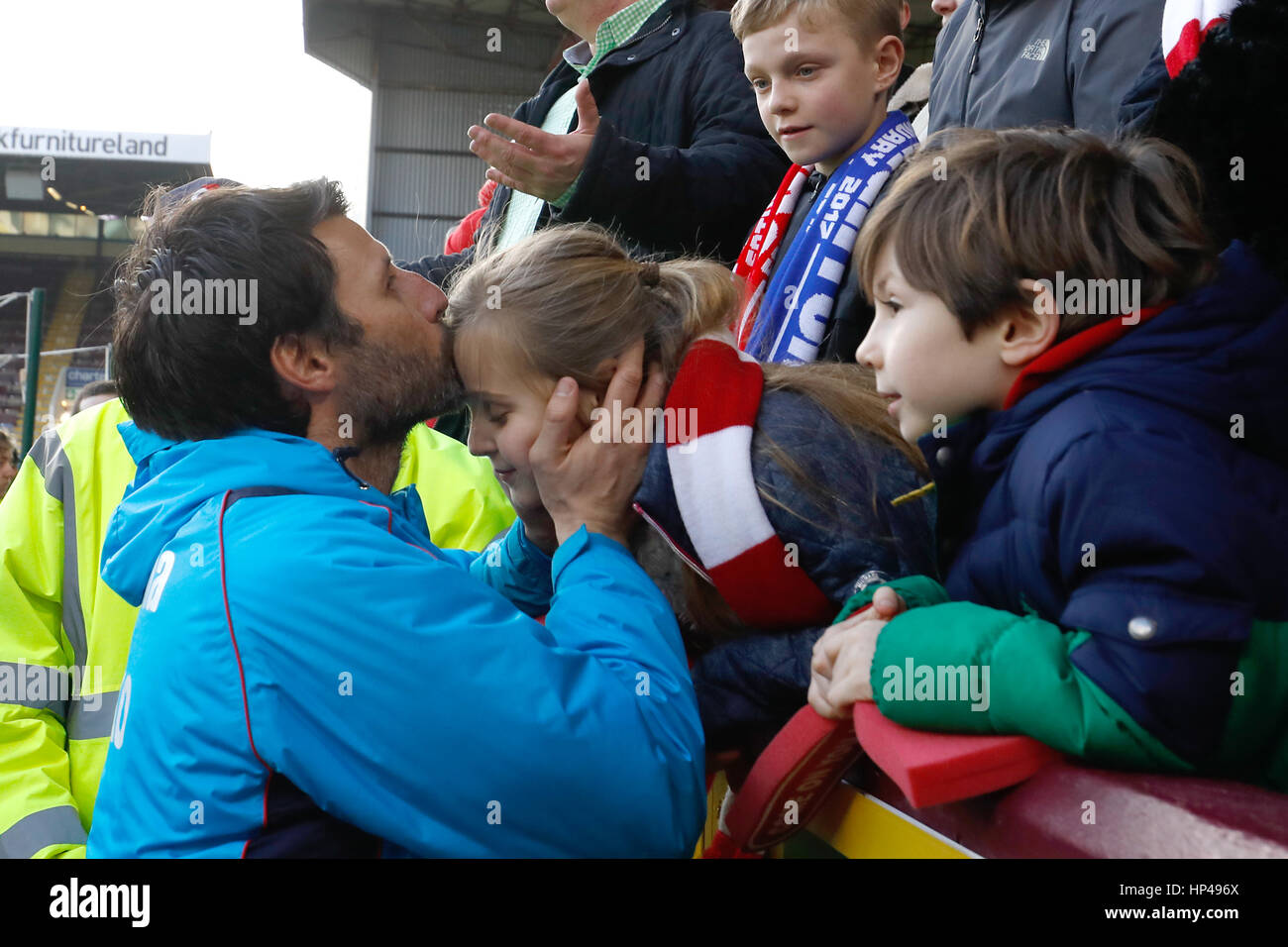 Lincoln City Manager Danny Cowley celebrates with his daughter Isabella ...