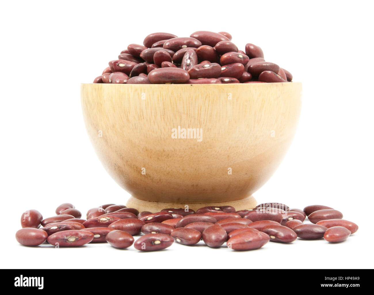 Red beans cup on wood cup isolated on a white background Stock Photo ...