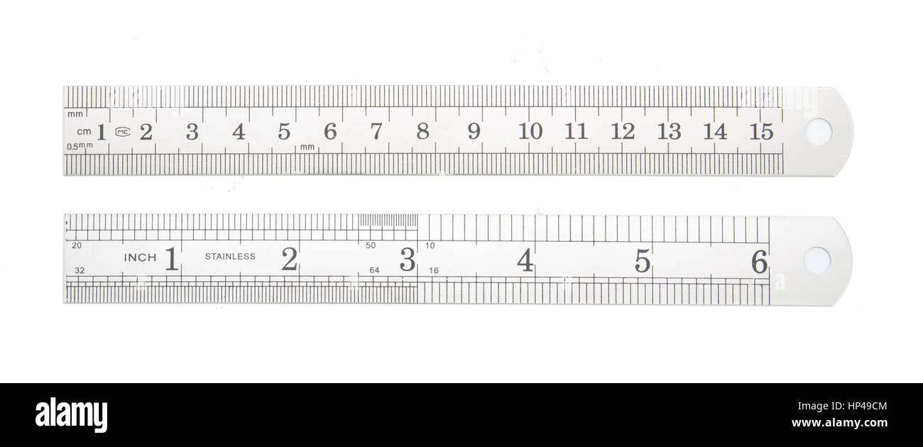 Aluminum ruler isolated with white background Stock Photo - Alamy