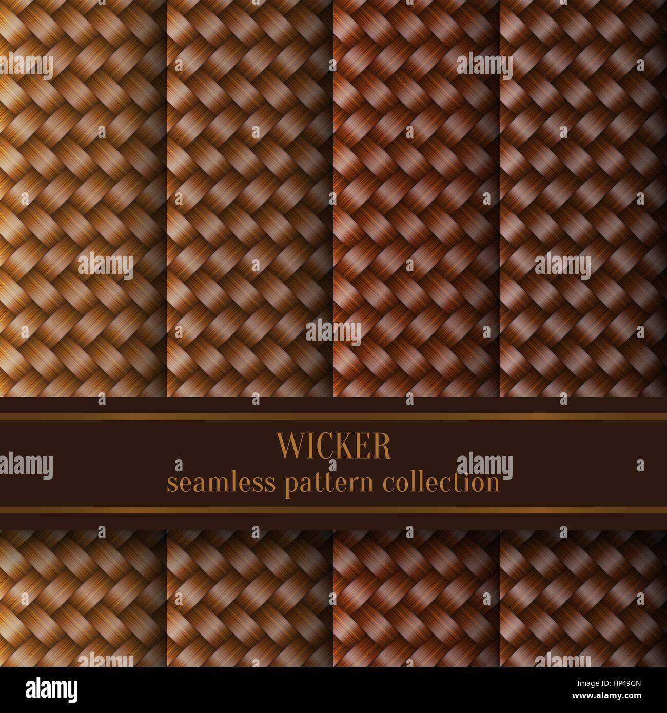 Vector Set of Wicker Texture Background, Seamless Pattern Collection ...