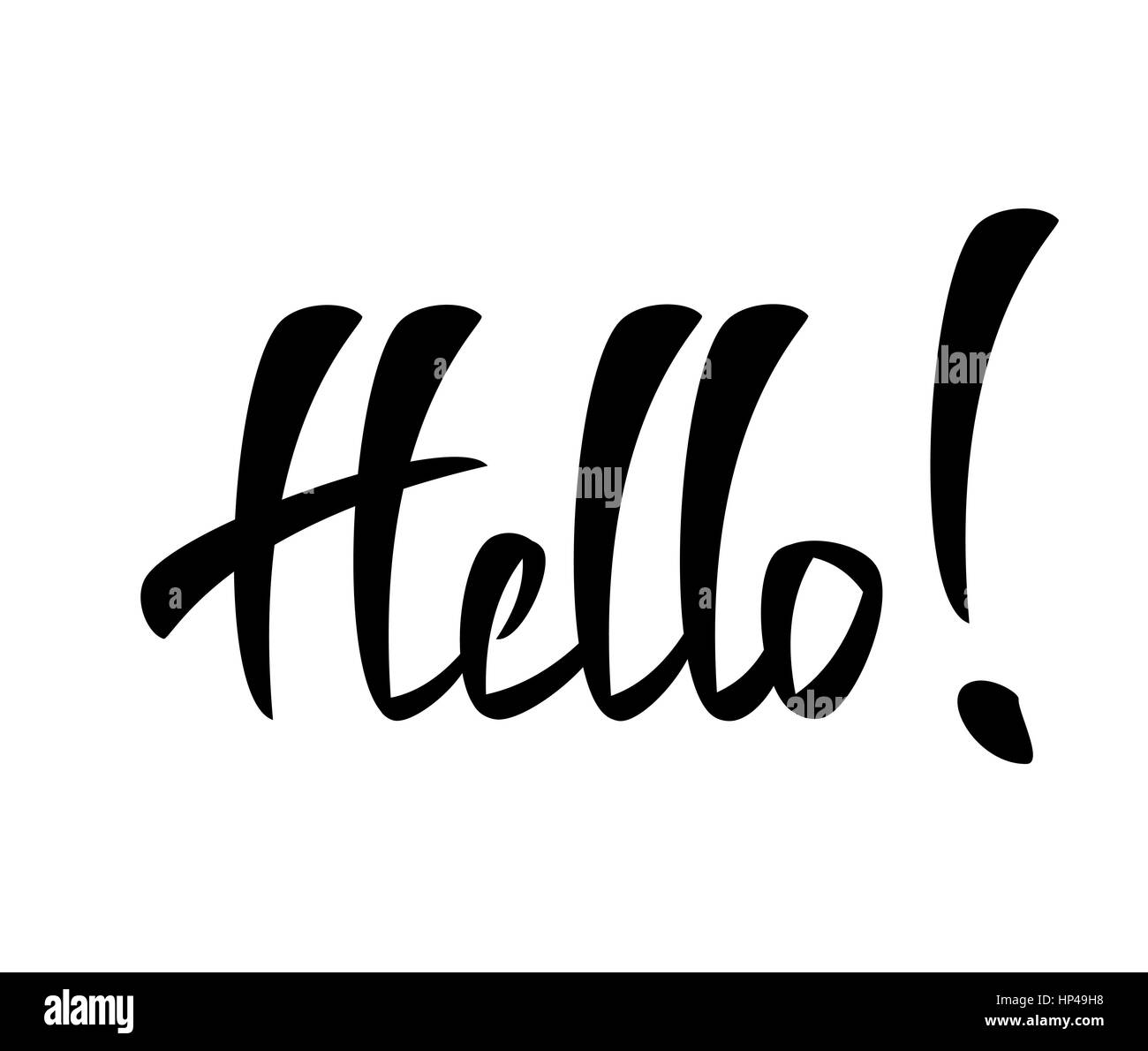 Hello Hand lettering Greeting Card. Typographical Vector Background ...