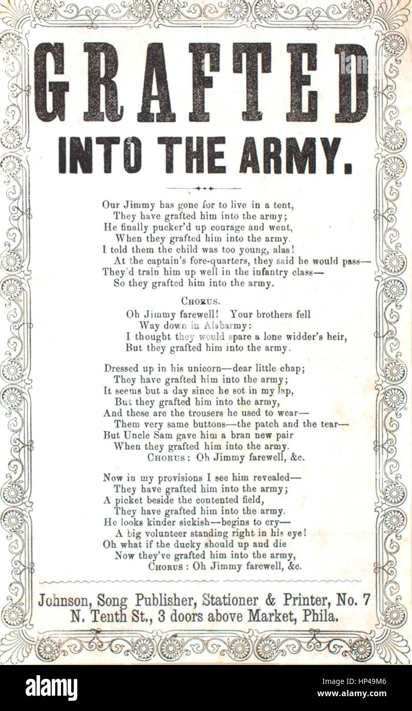 Sheet music cover image of the song 'Song Sheet Crafted Into The Army ...