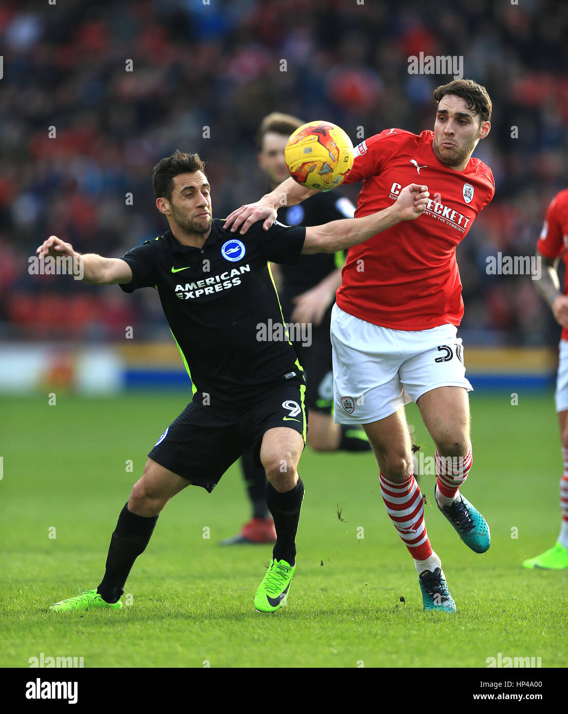 Barnsley's Matty James (right) and Brighton & Hove Albion's Sam Baldock ...