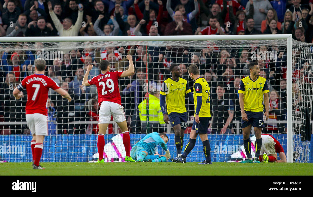 Middlesbrough's Rudy Gestede scores his side's second goal of the game ...