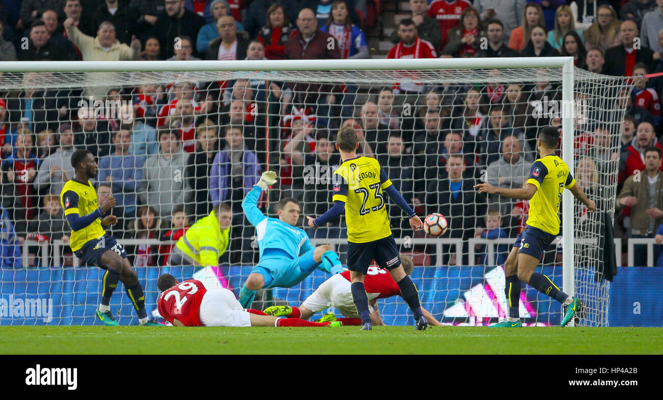 Middlesbrough's Rudy Gestede scores his side's second goal of the game ...
