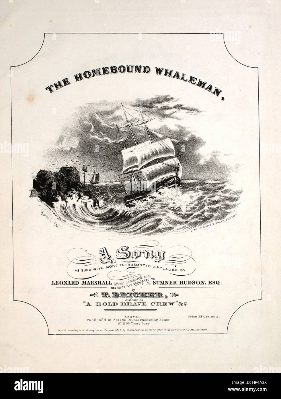 Sheet music cover image of the song 'The Homebound Whaleman A Song ...
