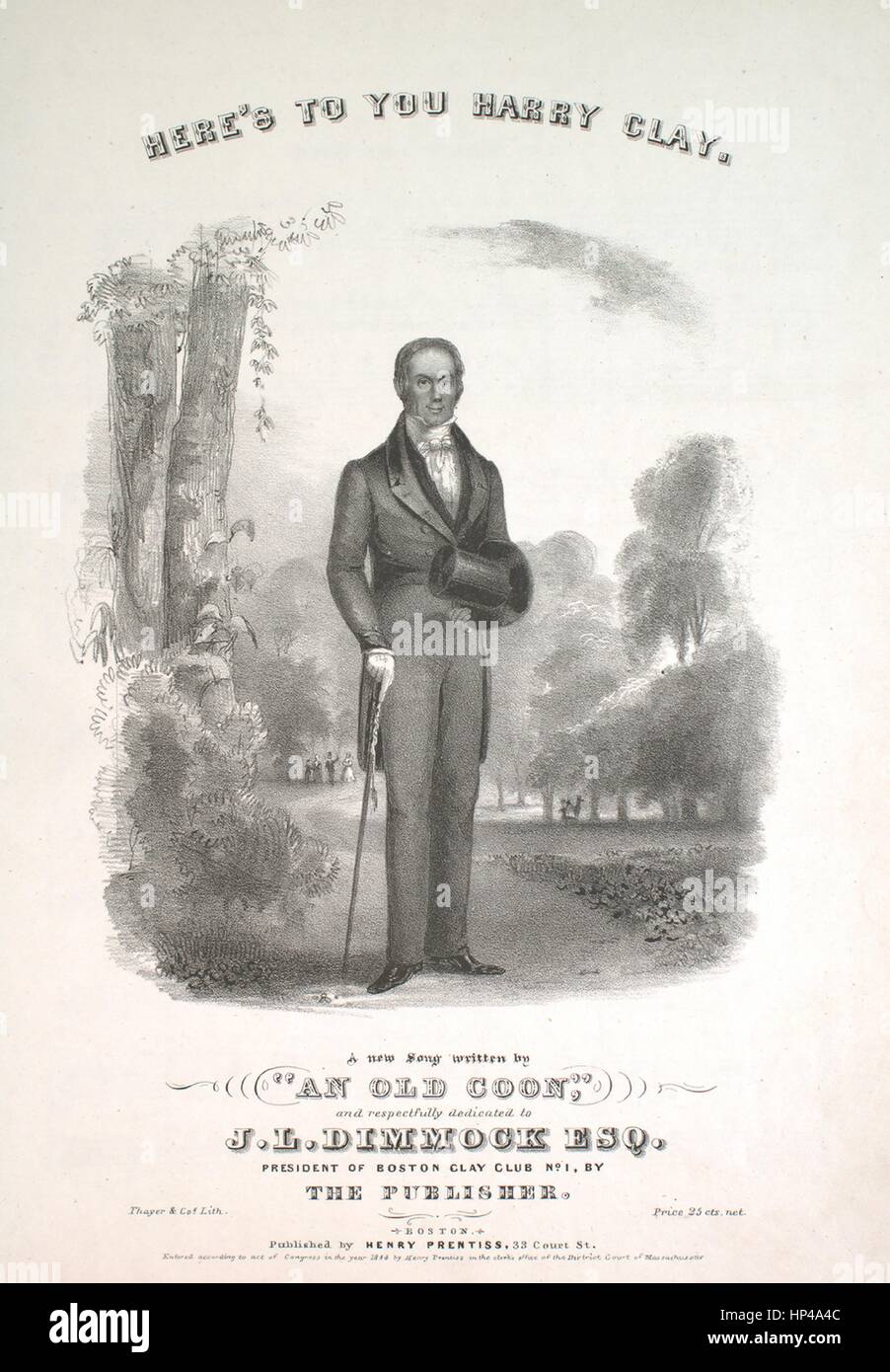 Sheet music cover image of the song 'Here's To You Harry Clay', with ...