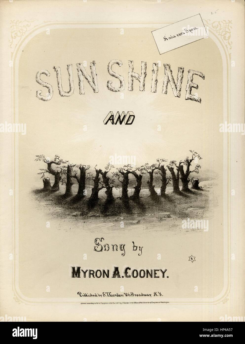 Sheet music cover image of the song 'Sun Shine and Shadow', with ...