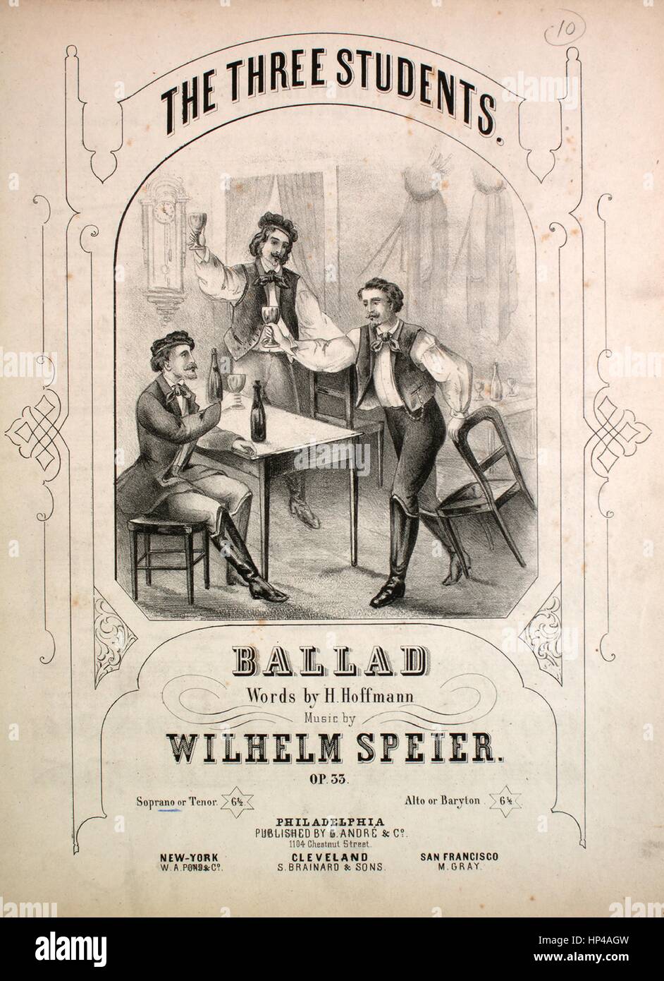 Sheet music cover image of the song 'The Three Students Ballad', with ...