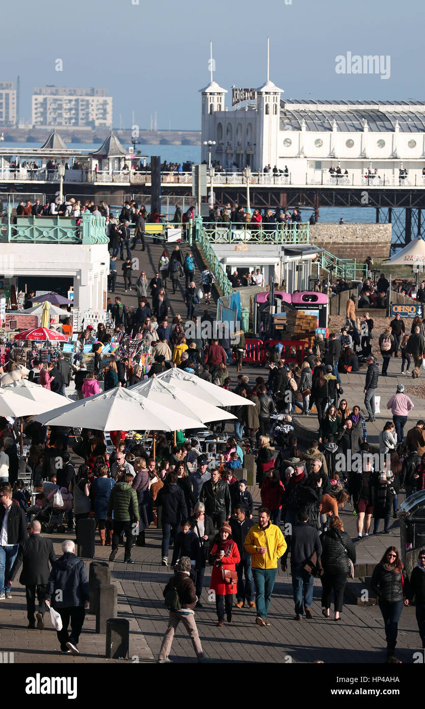A view of the promenade in Brighton, East Sussex as people enjoy the ...