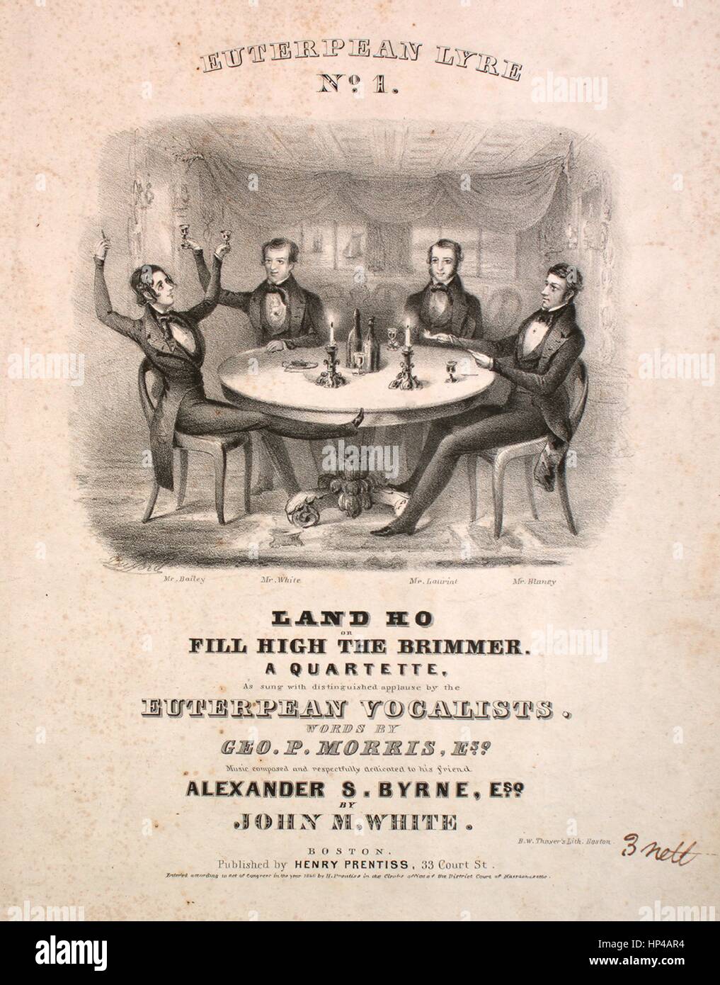 Sheet music cover image of the song 'Euterpean Lyre No 1 Land Ho, or ...