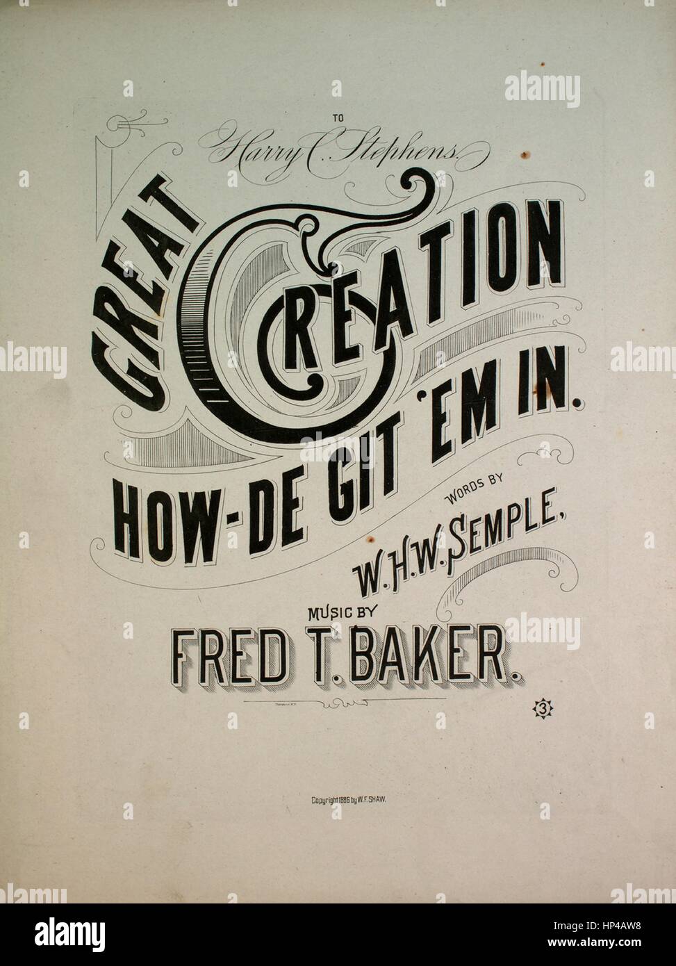 Sheet music cover image of the song 'Great Creation How-De Git 'Em In ...