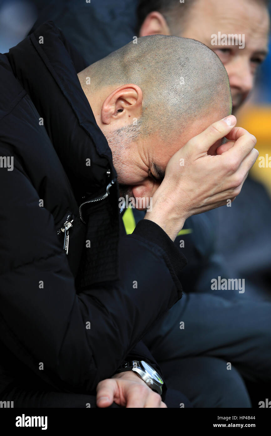 Manchester city manager pep guardiola shows frustration hi-res stock ...