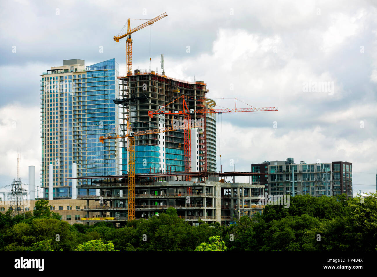 Construction of new modern building, downtown Austin, TX Stock Photo ...
