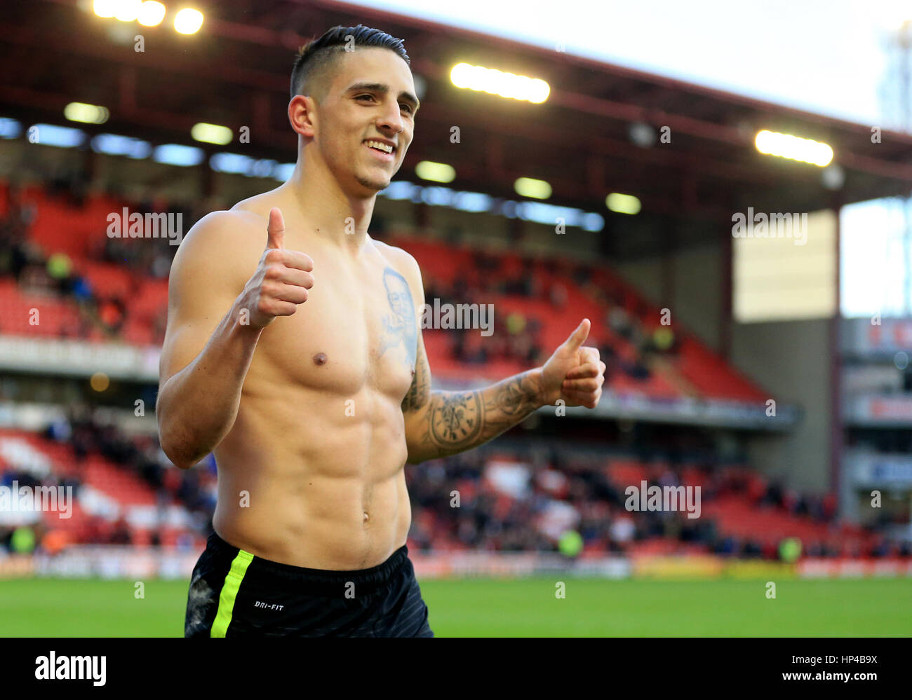 Brighton & Hove Albion's Anthony Knockaert celebrates after the final ...