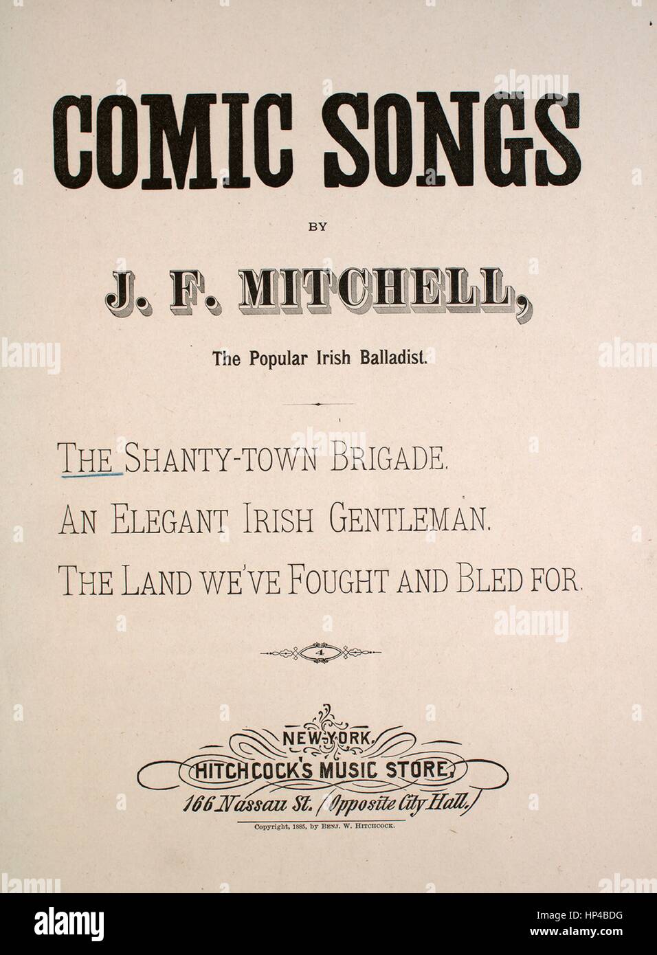 Sheet music cover image of the song 'Comic Songs by JF Mitchell, The ...