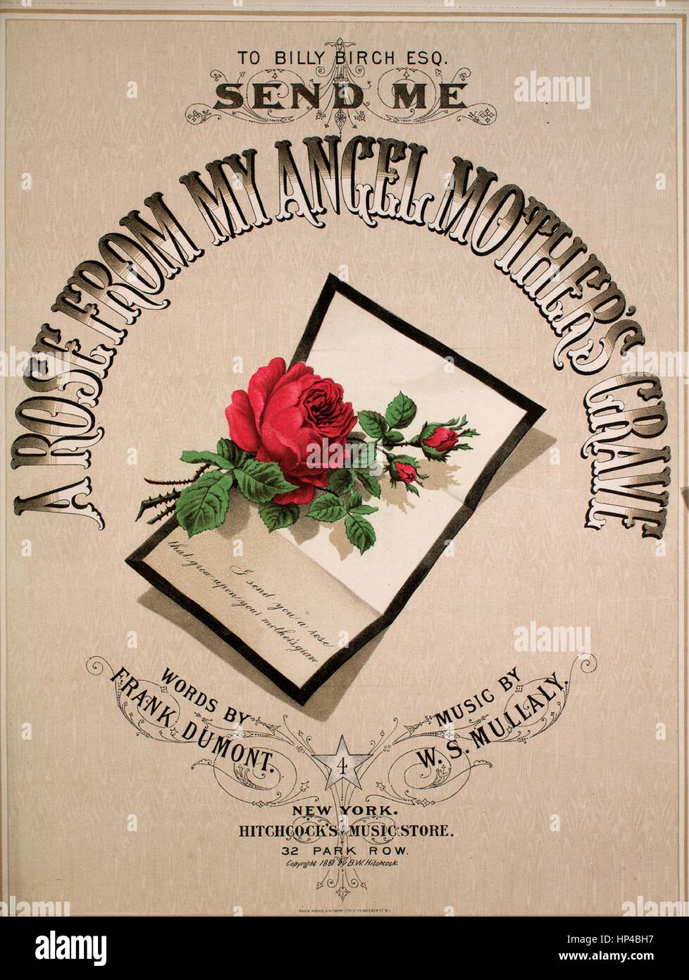 Sheet music cover image of the song 'Send Me A Rose From My Angel ...