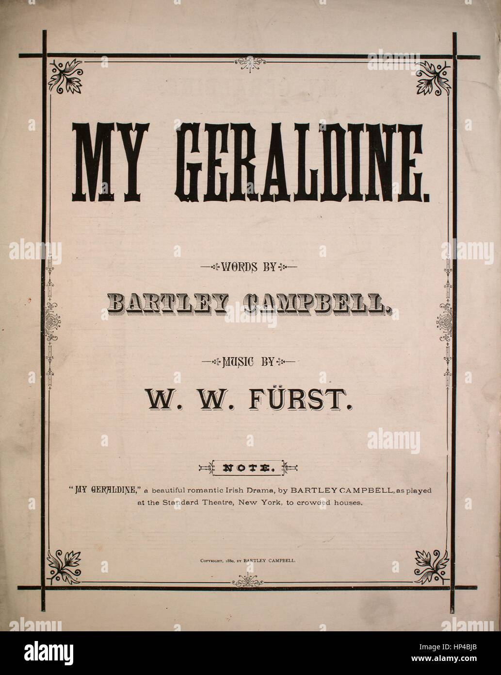 Sheet music cover image of the song 'My Geraldine', with original ...