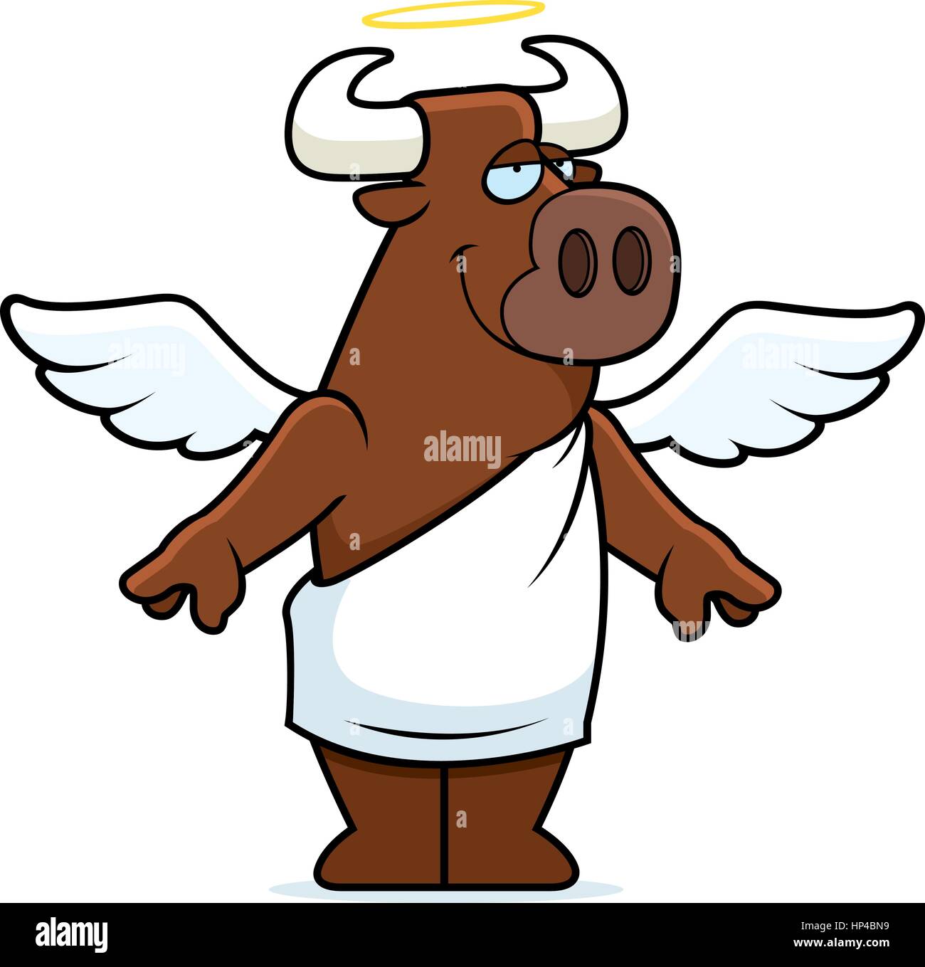 A happy cartoon holy cow with angel wings and halo Stock Vector Image ...