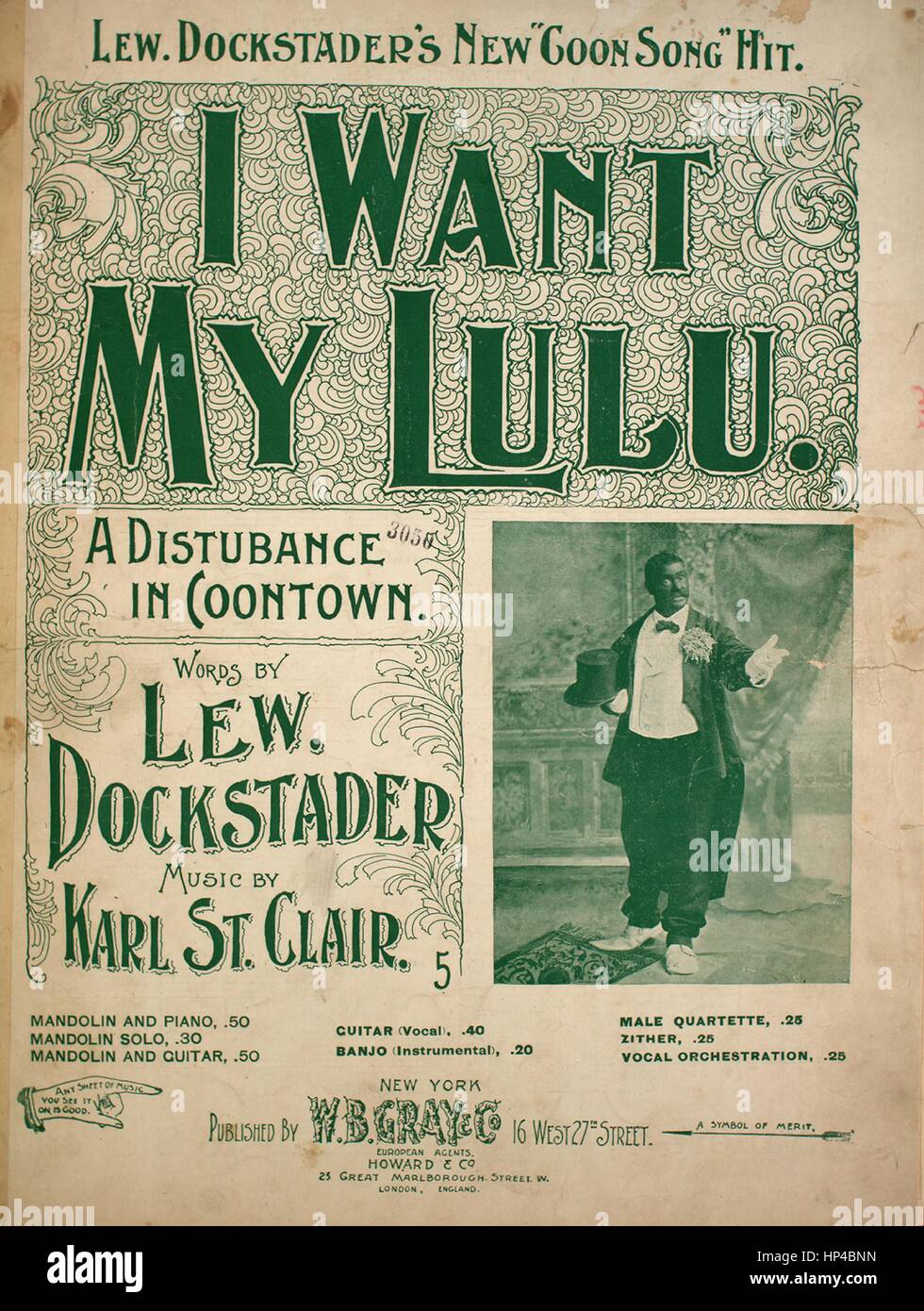 Sheet music cover image of the song 'Lew Dockstader's New 'Coon Song ...