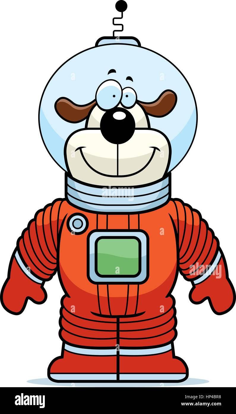 A happy cartoon dog astronaut standing and smiling Stock Vector Image ...